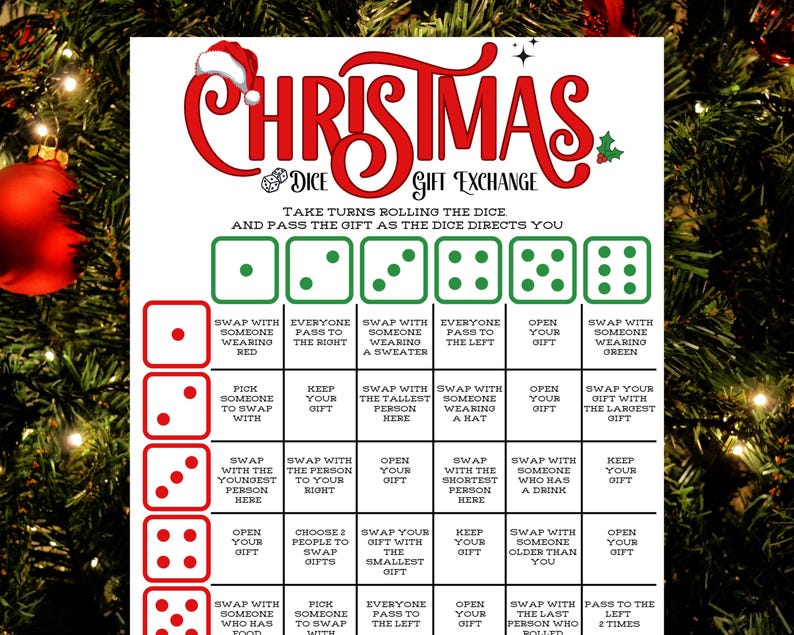Christmas Dice Gift Exchange, Pass the Gift Game, Christmas Group Party ...