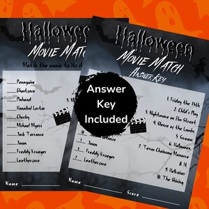 Halloween Movie Match, Movie Trivia, Halloween Movie Quiz, Printable ...