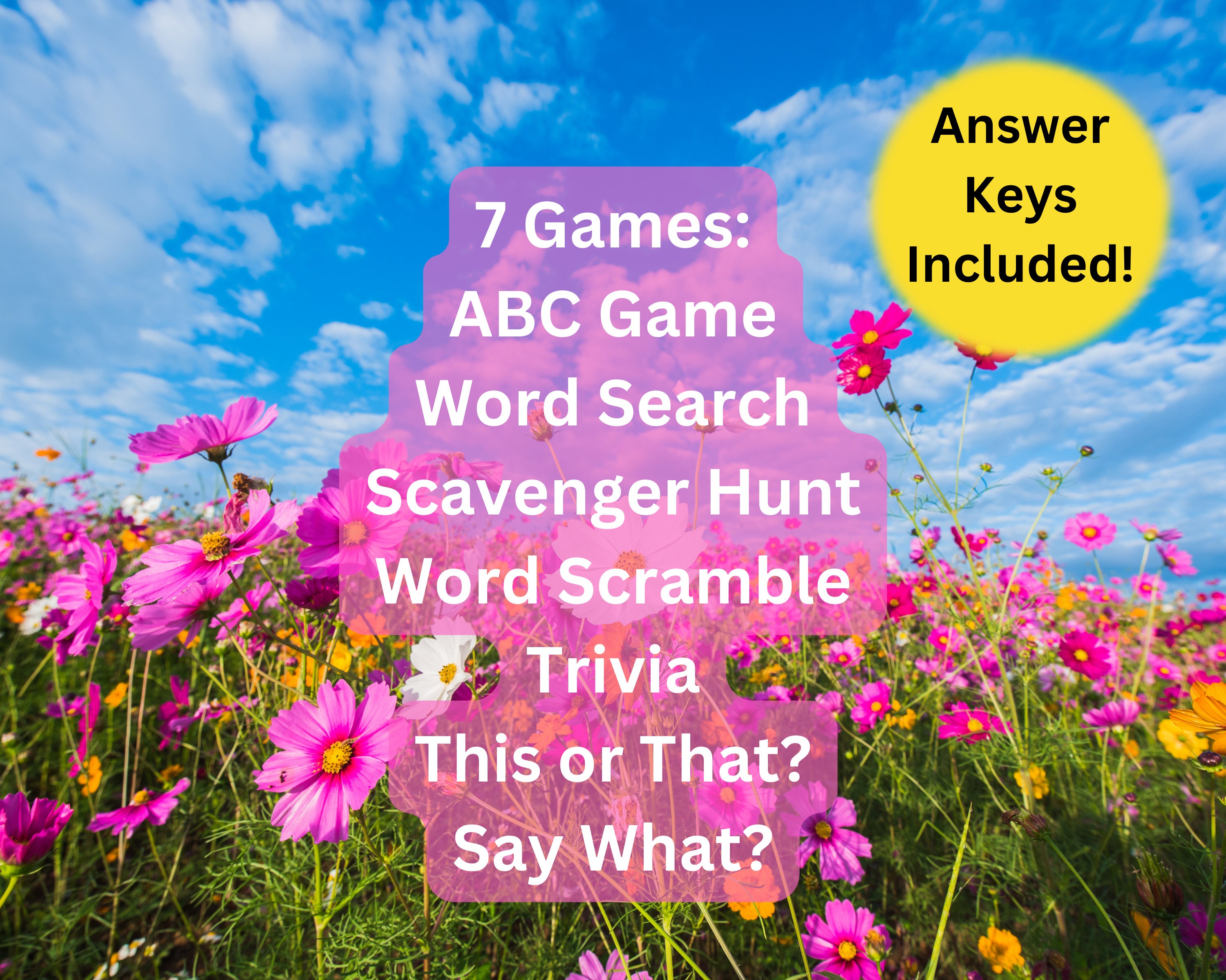 Printable Spring Game Bundle for Kids & Adults, Classroom Spring ...