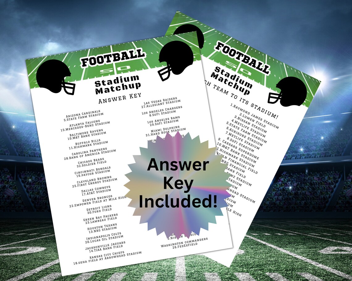 Football Bowl Stadium Matchup Quiz, Game Day Activities, Football Party ...