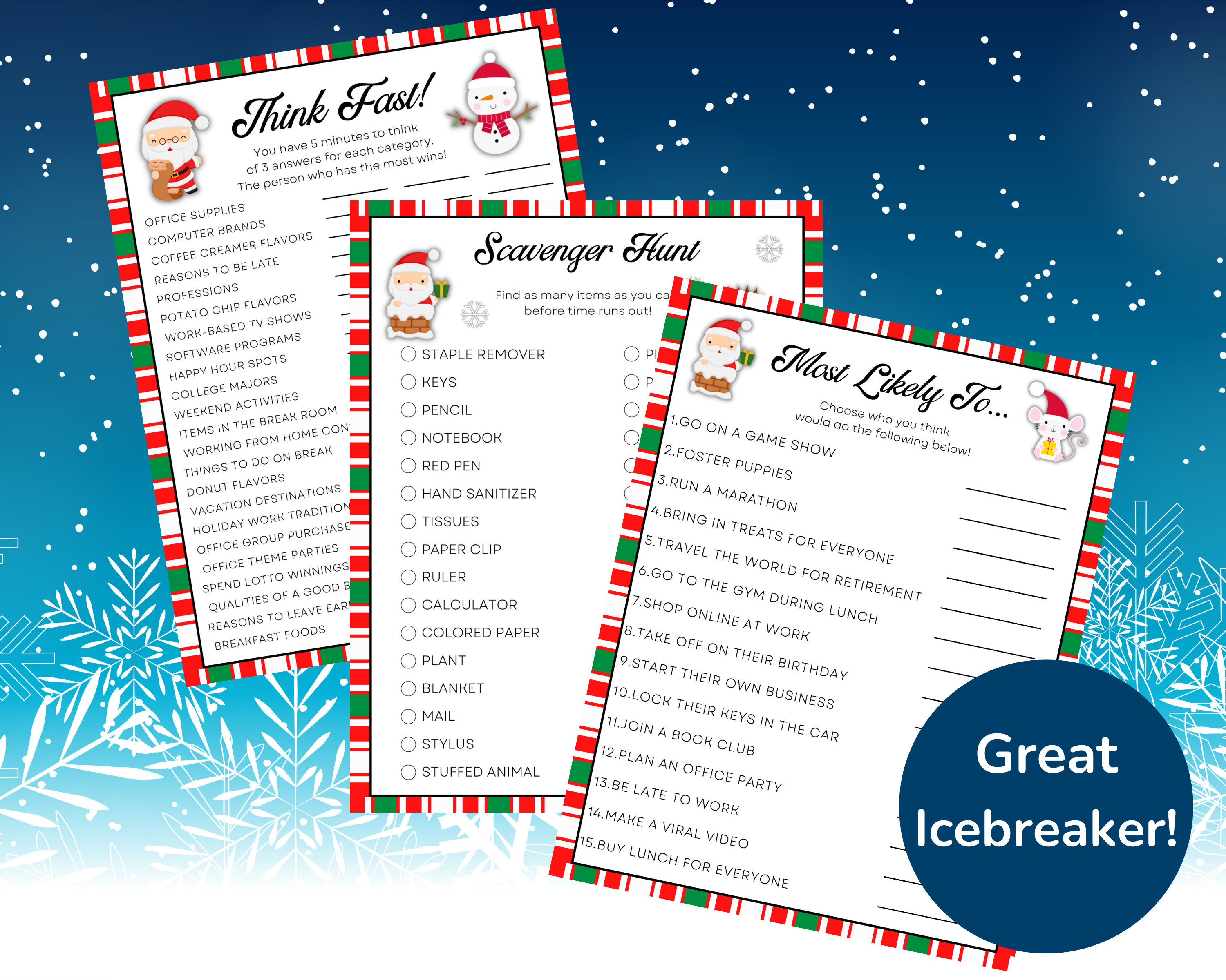 Printable Christmas Work Games for the Office, Holiday Games for ...