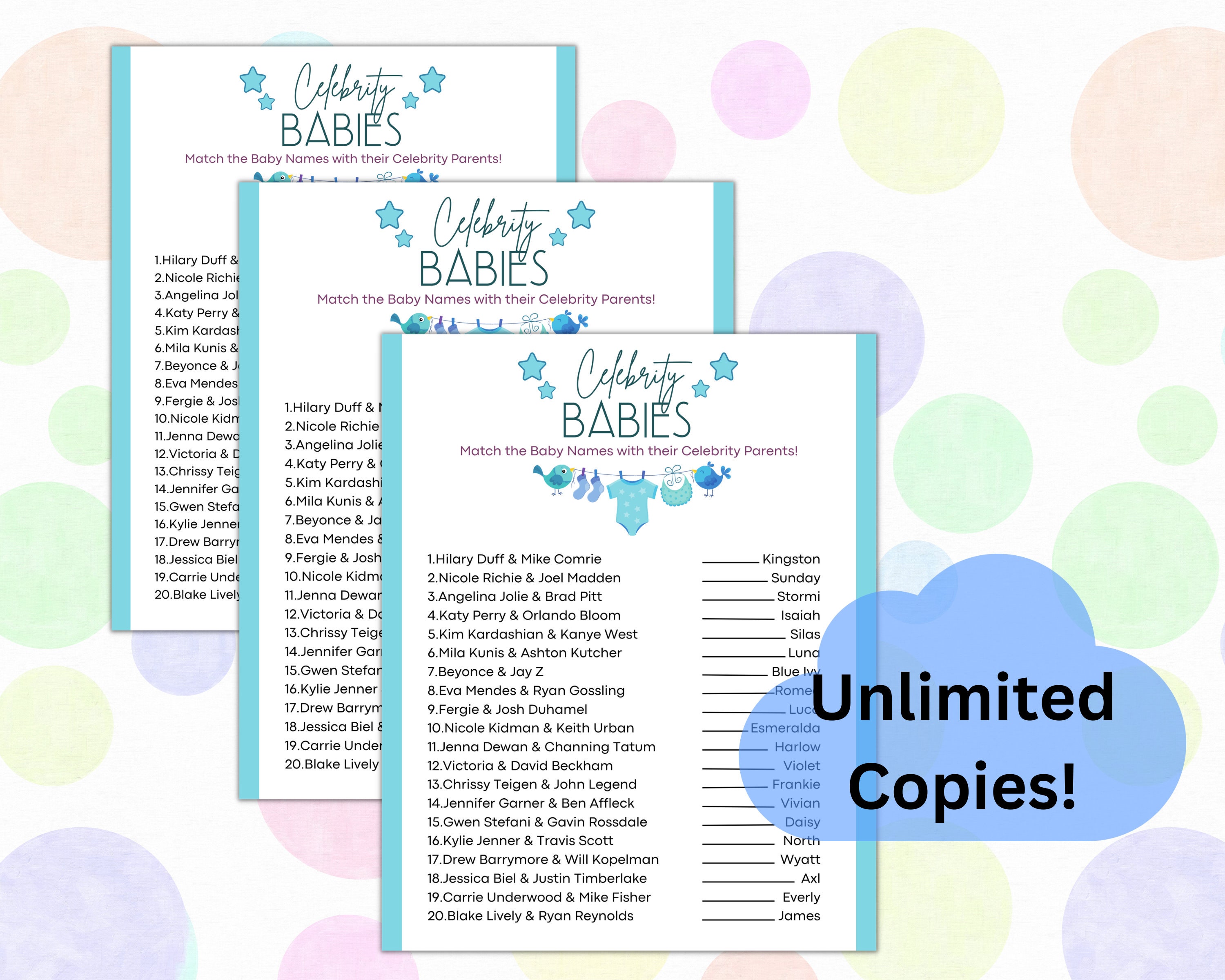 Boy Baby Shower Printable Game Bundle, Blue Baby Shower Games, Baby ...
