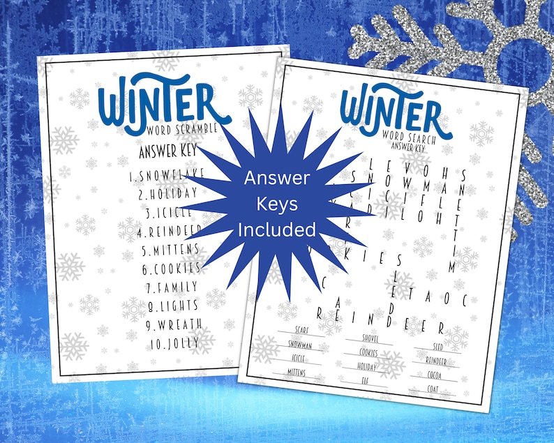 Printable Winter Games for Kids and Adults, Winter Family Activity ...