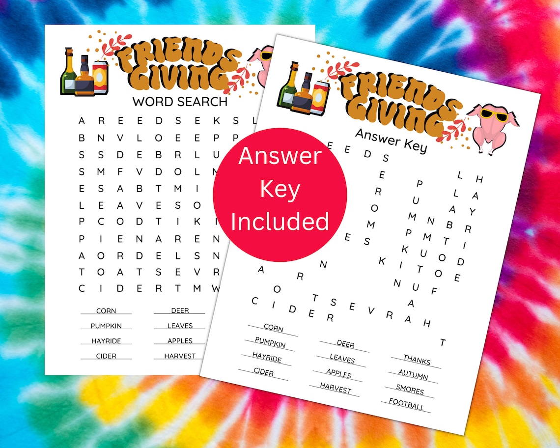 Friendsgiving Word Search, Friendsgiving Dinner Party Activity ...