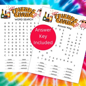 Friendsgiving Word Search, Friendsgiving Dinner Party Activity ...