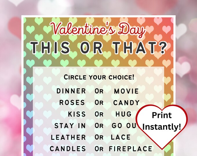 Valentines Day This or That Game, Valentines Printable Game, Fun ...