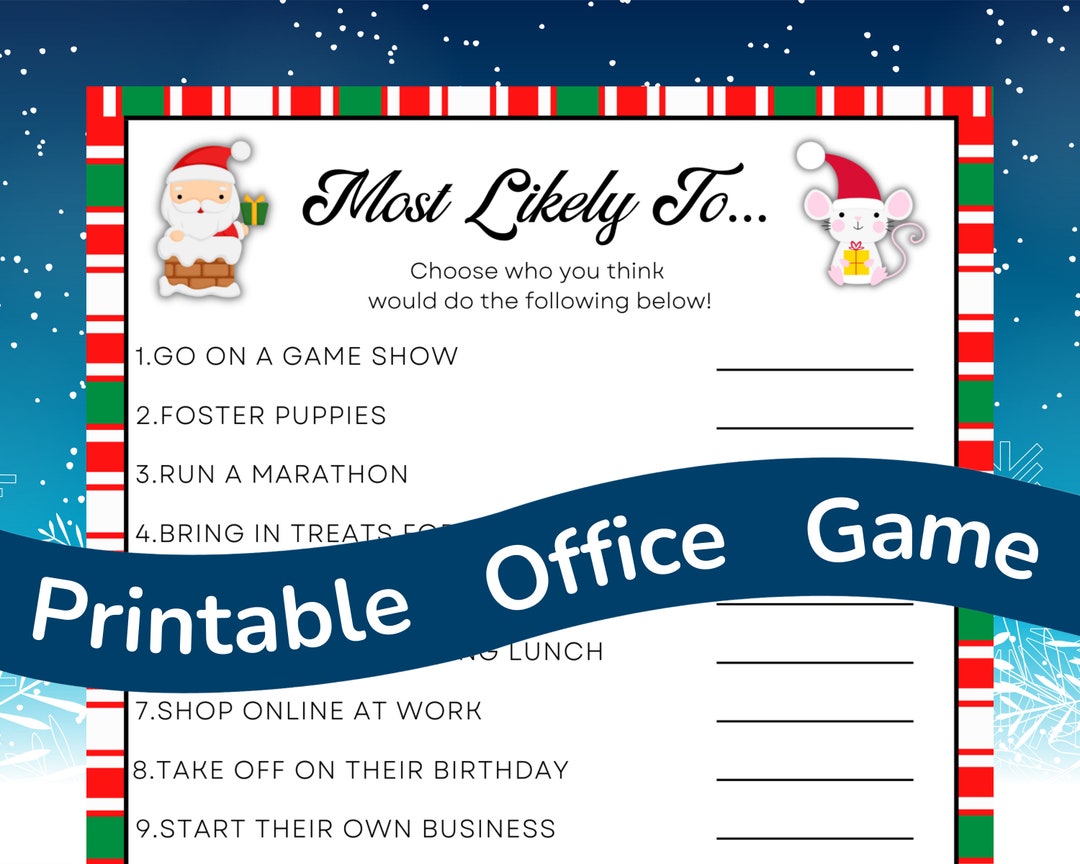 Christmas Most Likely to Game, Holiday Office Party Work Game, Team ...