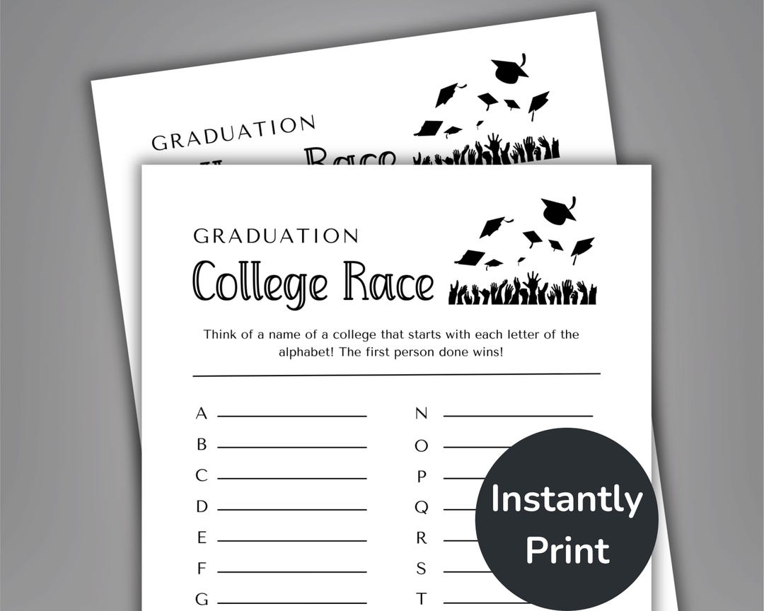 Graduation College Race Game, Printable Graduate Party Games, College ...