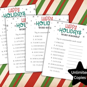 Word Scramble Holiday Activity for School or Work, Printable Christmas ...