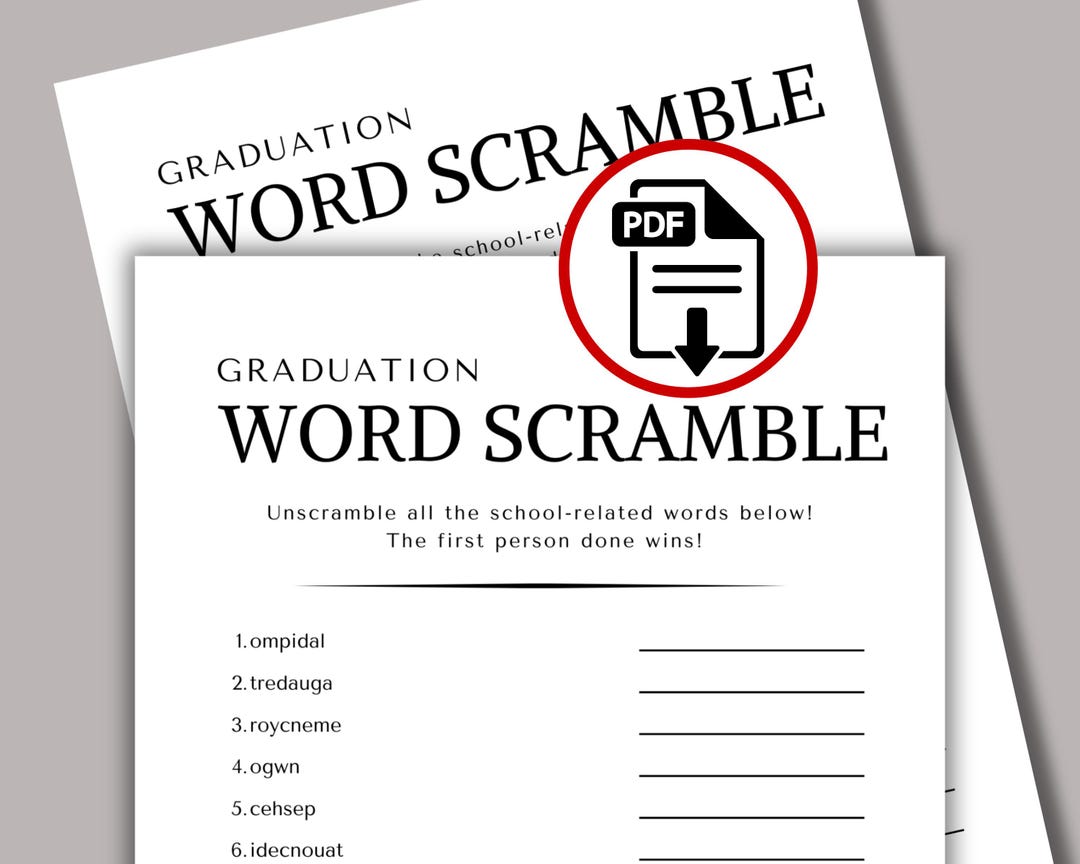 Graduation Word Scramble Game, Printable Grad Party Game, Icebreaker ...