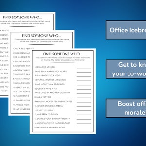 Find Someone Who Work Game, Team Building Game, Printable Office Game ...