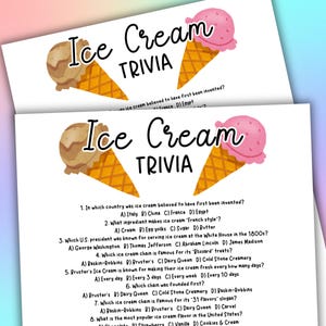 Ice Cream Trivia Game Instant Download, Printable Ice Cream Quiz, Ice ...