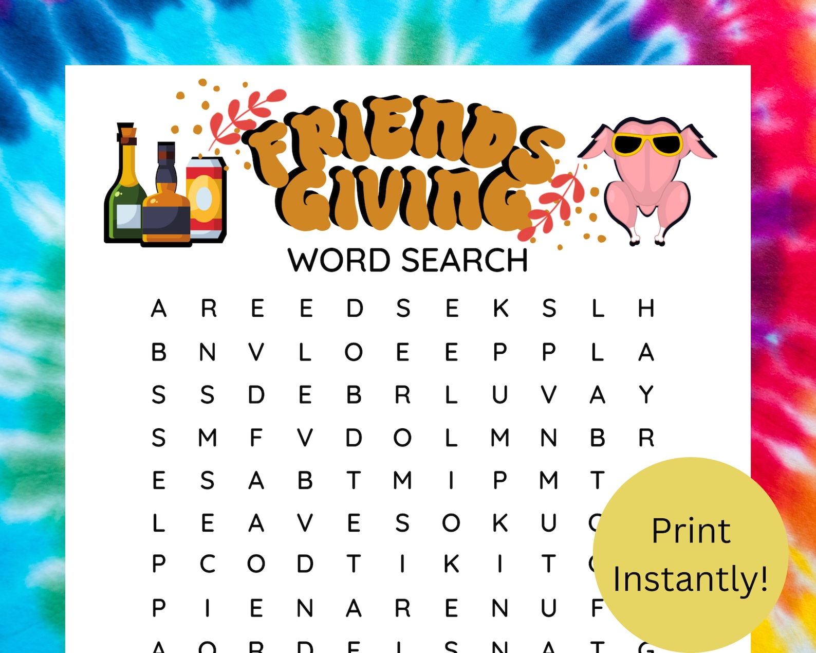 Friendsgiving Word Search, Friendsgiving Dinner Party Activity ...