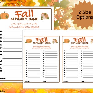 Fall Alphabet Game-autumn Alphabet Game-family Fall Activity-fall ...