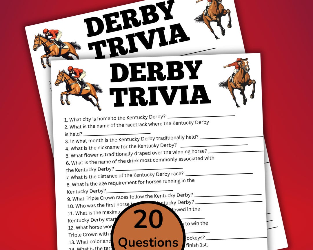Printable Kentucky Horse Race Derby Trivia Game, Fun Derby Party ...
