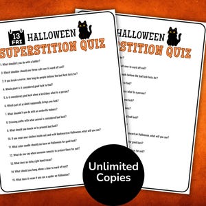 Halloween Superstition Quiz, Halloween Trivia Game, Instant Download ...