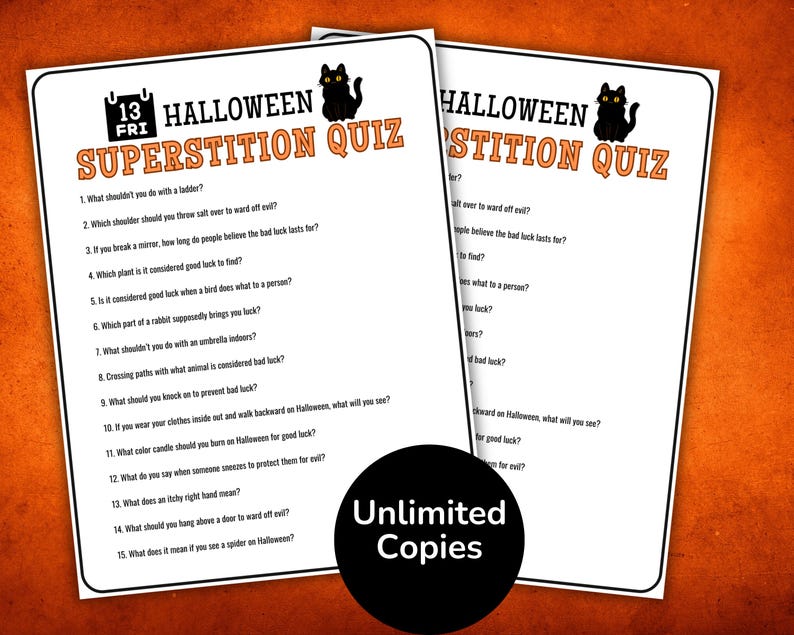 Halloween Superstition Quiz, Halloween Trivia Game, Instant Download ...