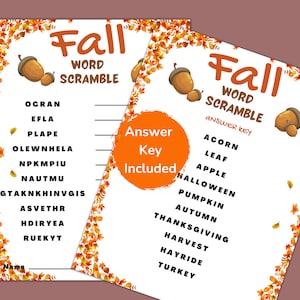 Autumn Word Scramble Game | Fall Word Scramble Game | Printable Fall ...
