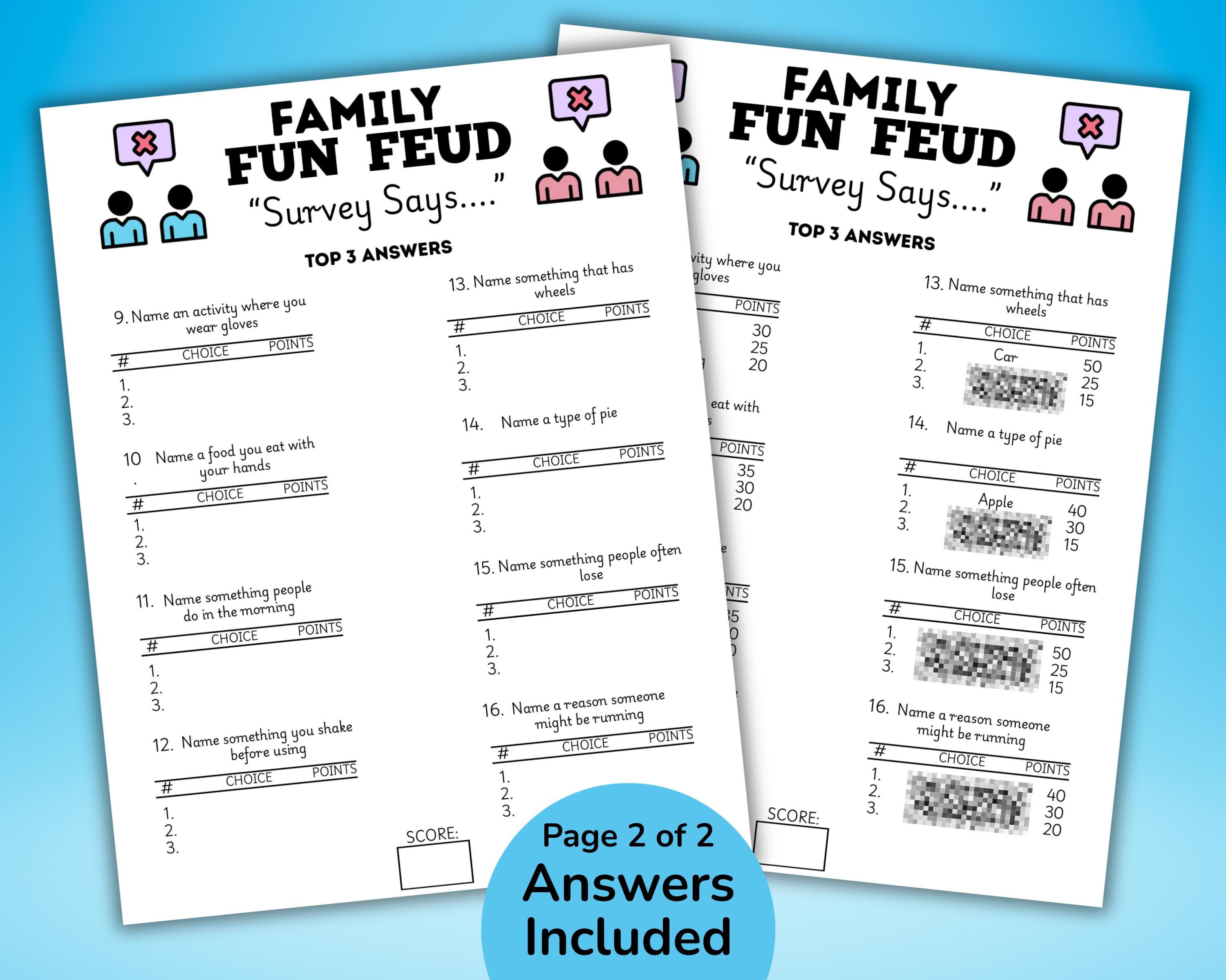 Family Fun Feud Game, Printable Family Night Game, Game Night Activity ...