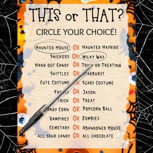 This or That Halloween Game Instant Download, Printable Halloween Game ...