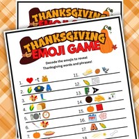 Printable Thanksgiving Emoji Game, Thanksgiving Games for Kids Adults ...