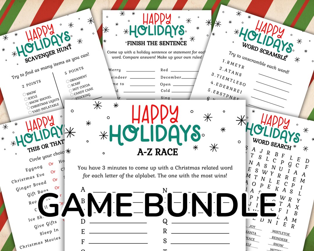 Game Bundle Holiday Activity Pack for School or Work, Printable ...