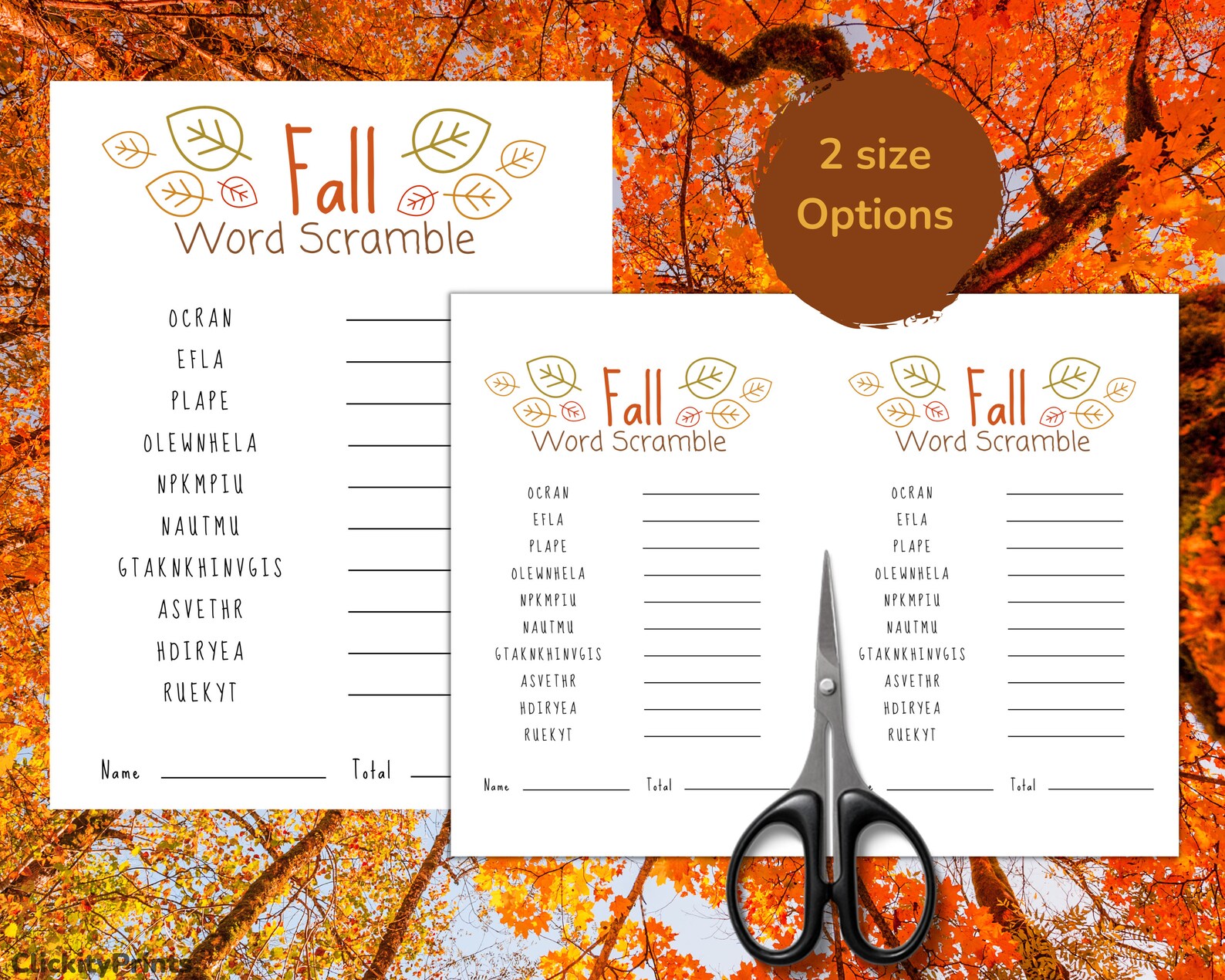 Fall Word Scramble-autumn Word Scramble-festive Word Scramble-family ...