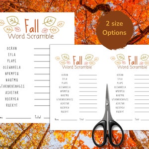 Fall Word Scramble-autumn Word Scramble-festive Word Scramble-family ...