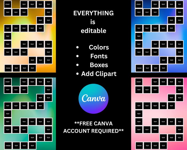 Editable Game Board Template, Blank Game Board, Custom Game Board ...