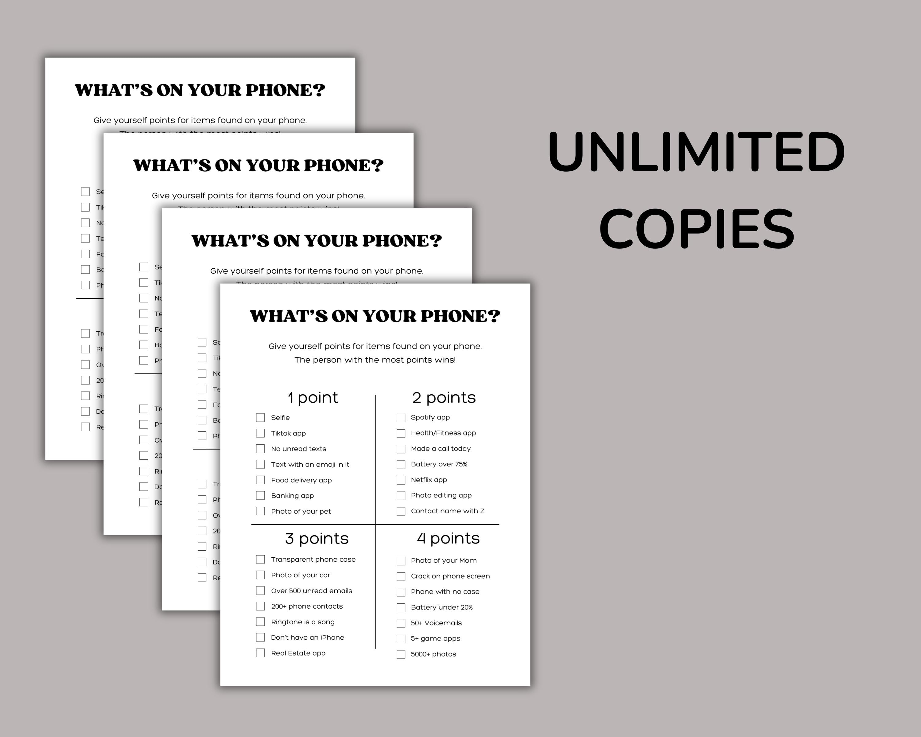 What's on Your Phone Game, Printable Group Game, Party Game, Office ...
