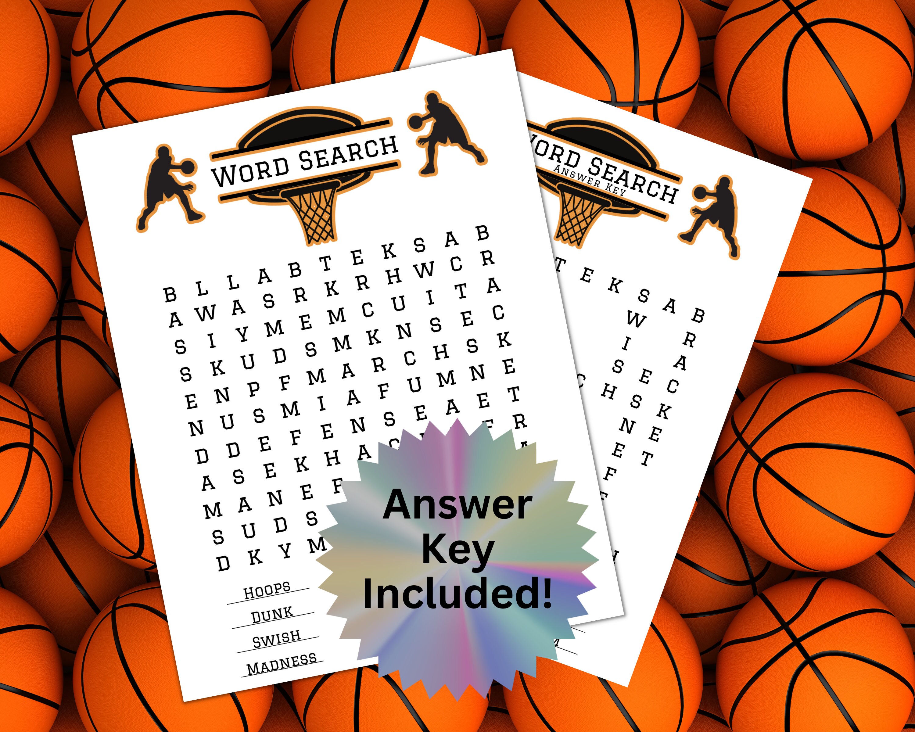 Printable March Basketball Madness Word Search & Answer Key, Party ...