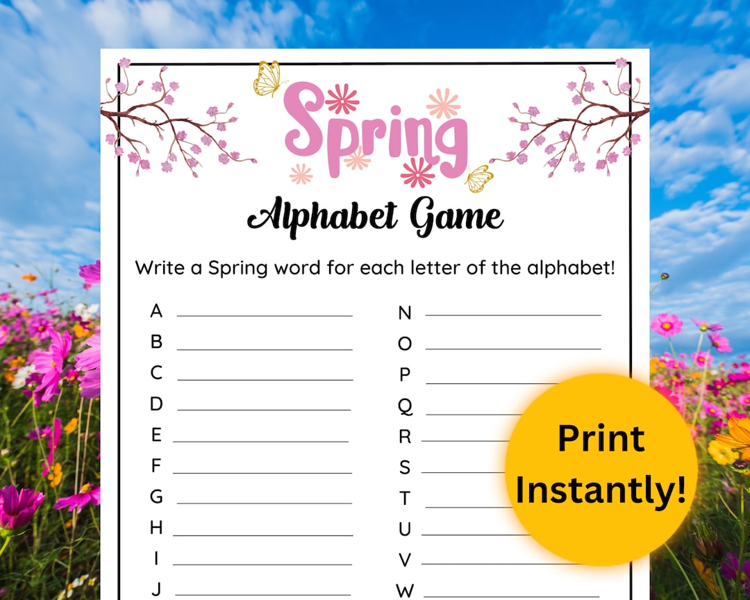 Printable Spring ABC Alphabet Game for Kids & Adults, Classroom Spring ...