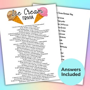 Ice Cream Trivia Game Instant Download, Printable Ice Cream Quiz, Ice ...