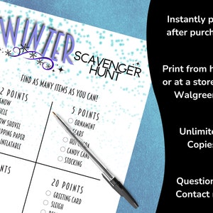 Printable Winter Scavenger Hunt, Winter Game for Kids and Adults ...
