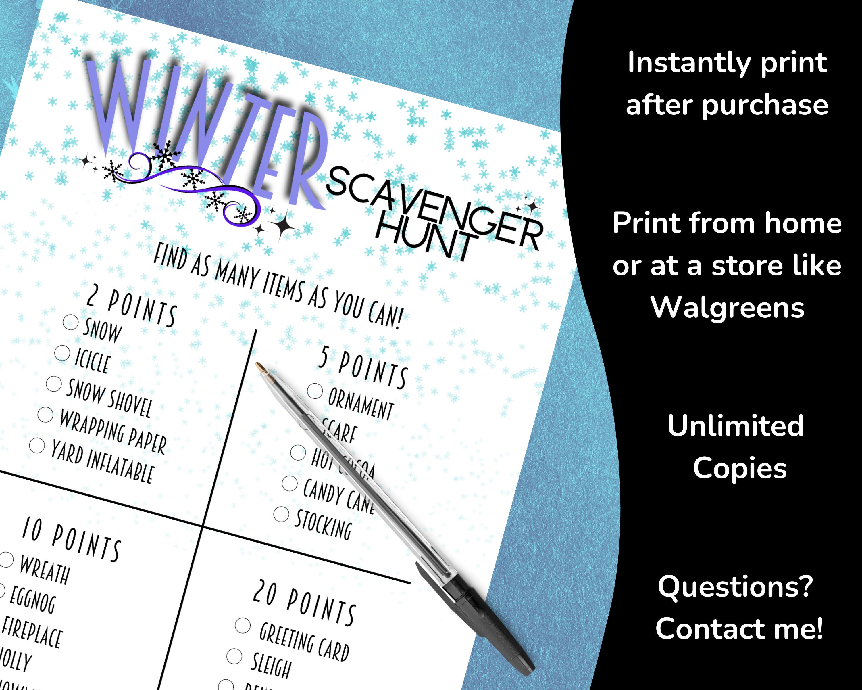 Printable Winter Scavenger Hunt, Winter Game for Kids and Adults ...