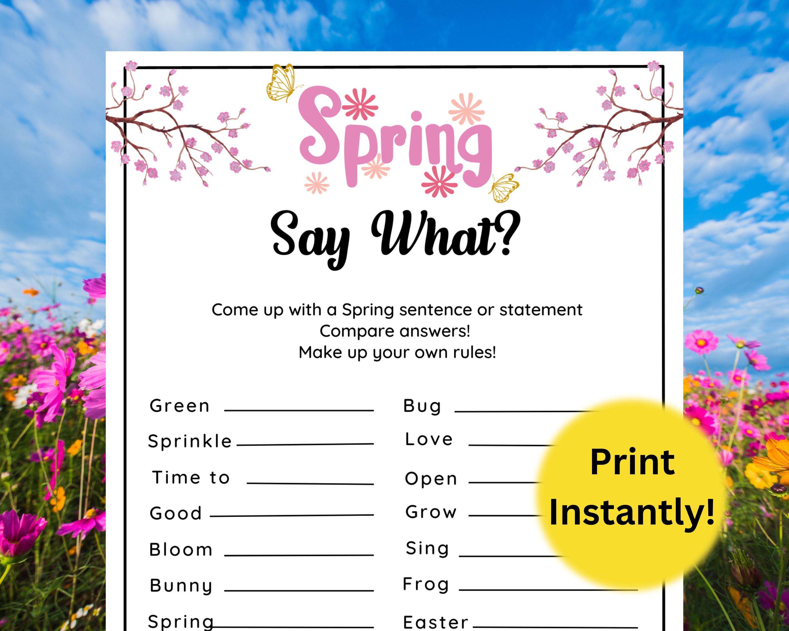 Printable Spring Game for Kids & Adults, Classroom Spring Activity for ...