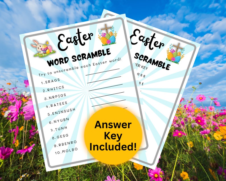 Printable Easter Word Scramble & Answer Key, Sunday School Church Games ...