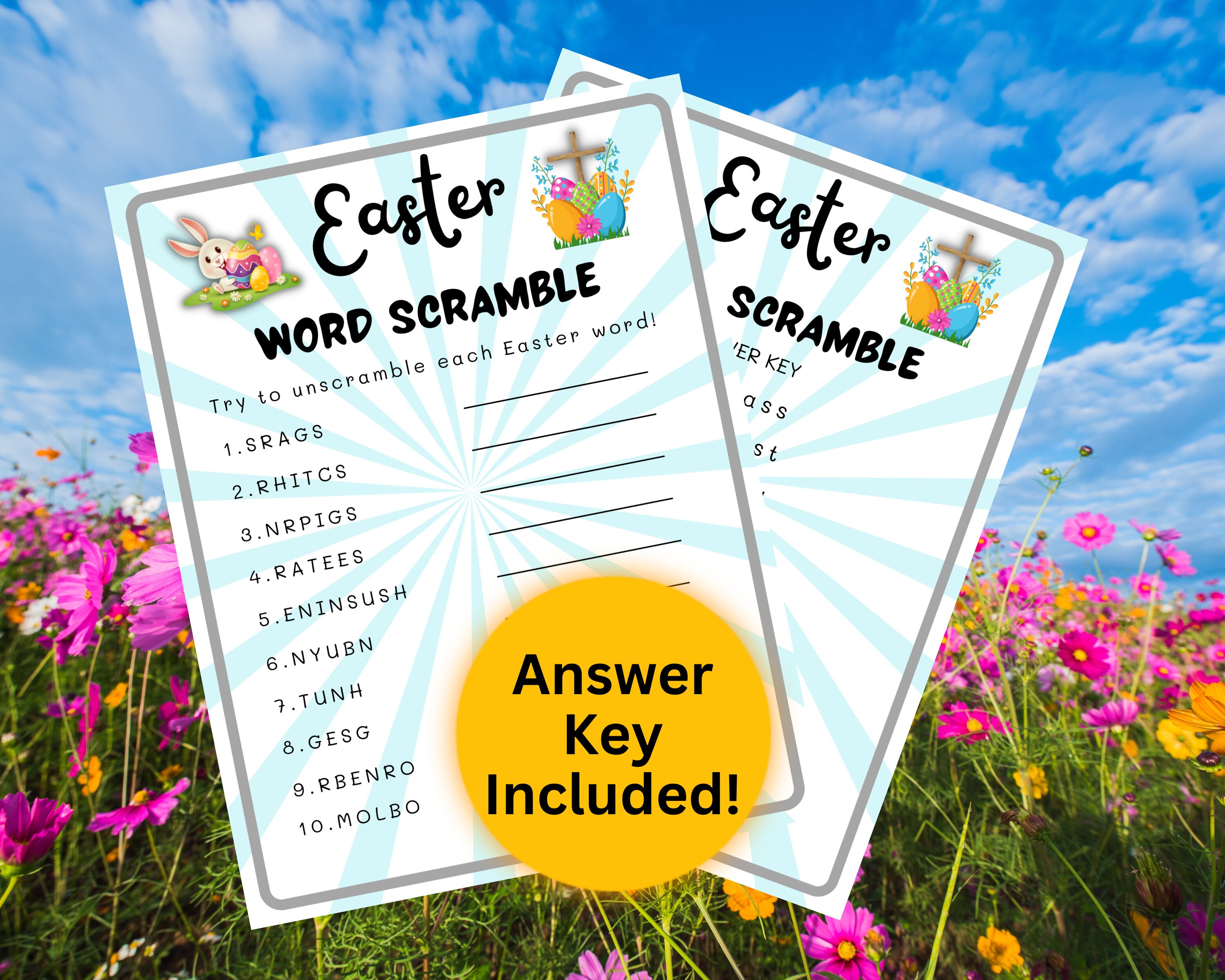 Printable Easter Word Scramble & Answer Key, Sunday School Church Games ...