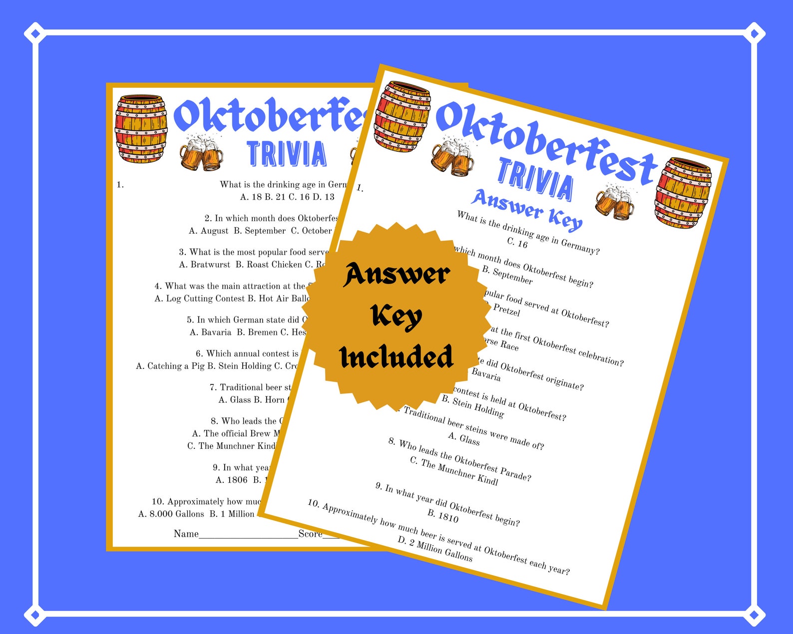 Oktoberfest Game, Printable Oktoberfest Game, Beer Festival Game ...
