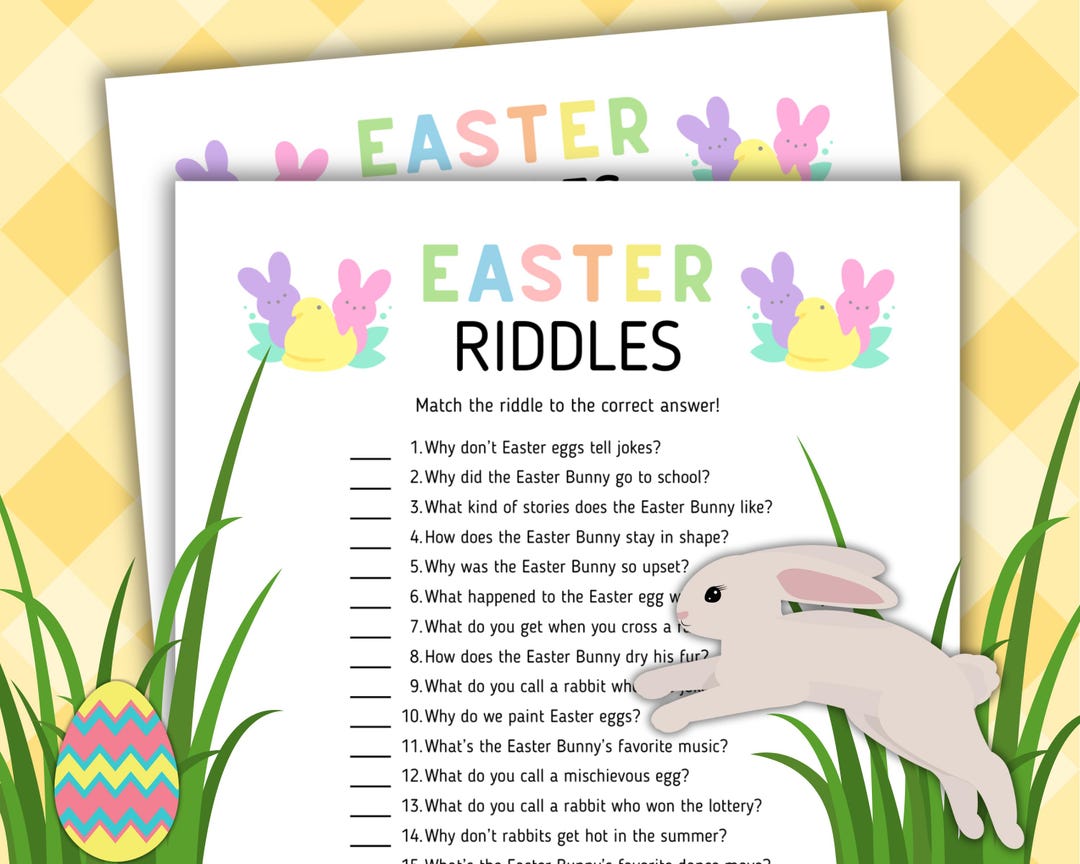 Easter Riddles Quiz Printable Activity for Kids and Adults, Easter ...