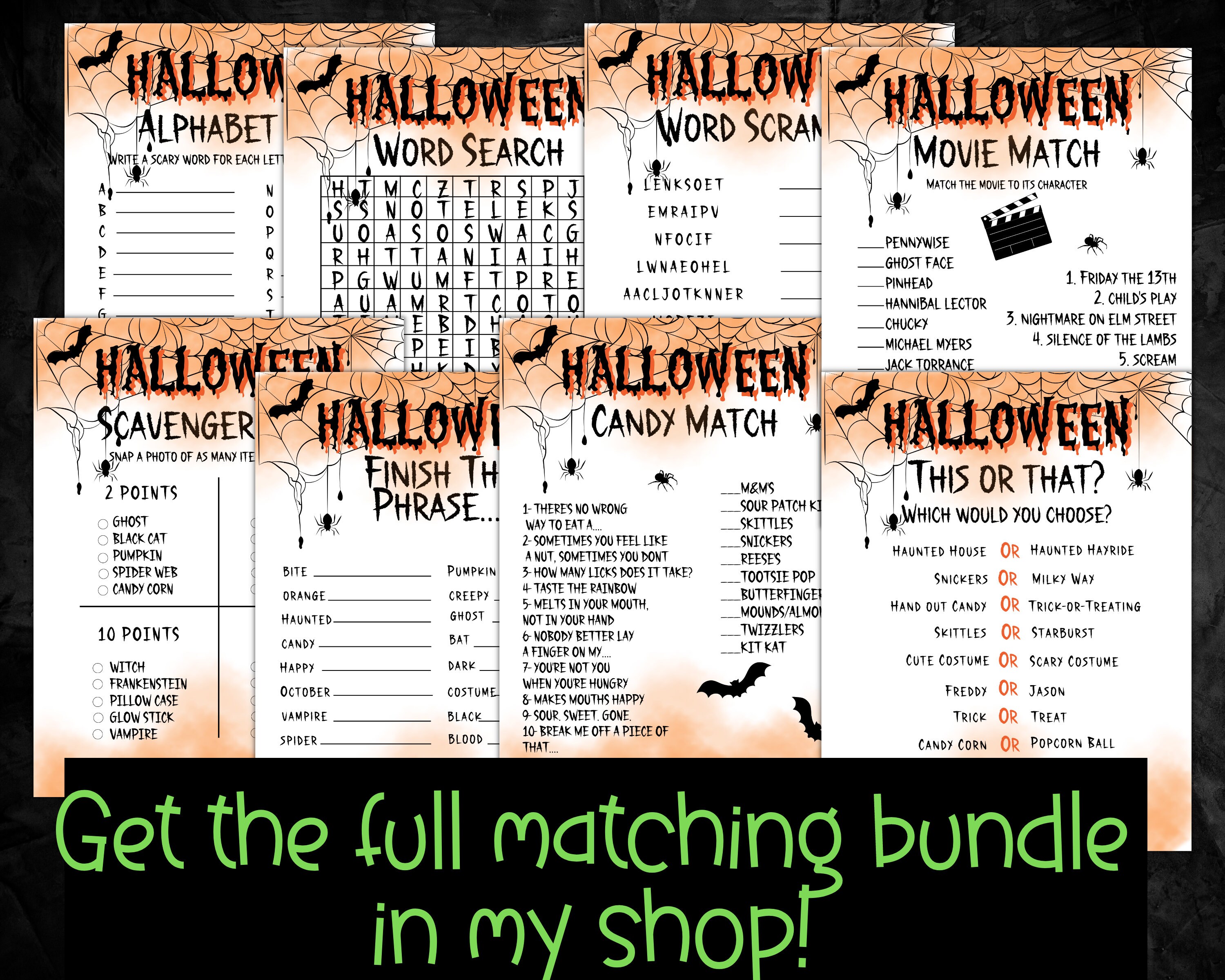 Halloween Word Scramble Game, Halloween Family Activity, Party Activity ...