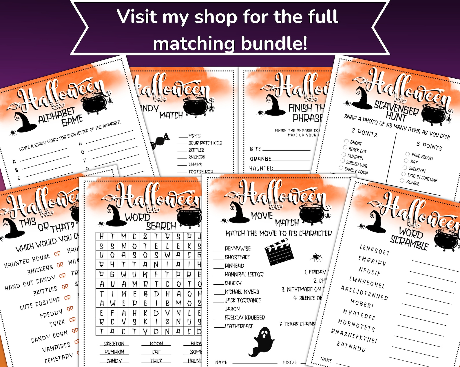 Halloween Candy Match-printable Halloween Game-candy Game-halloween ...