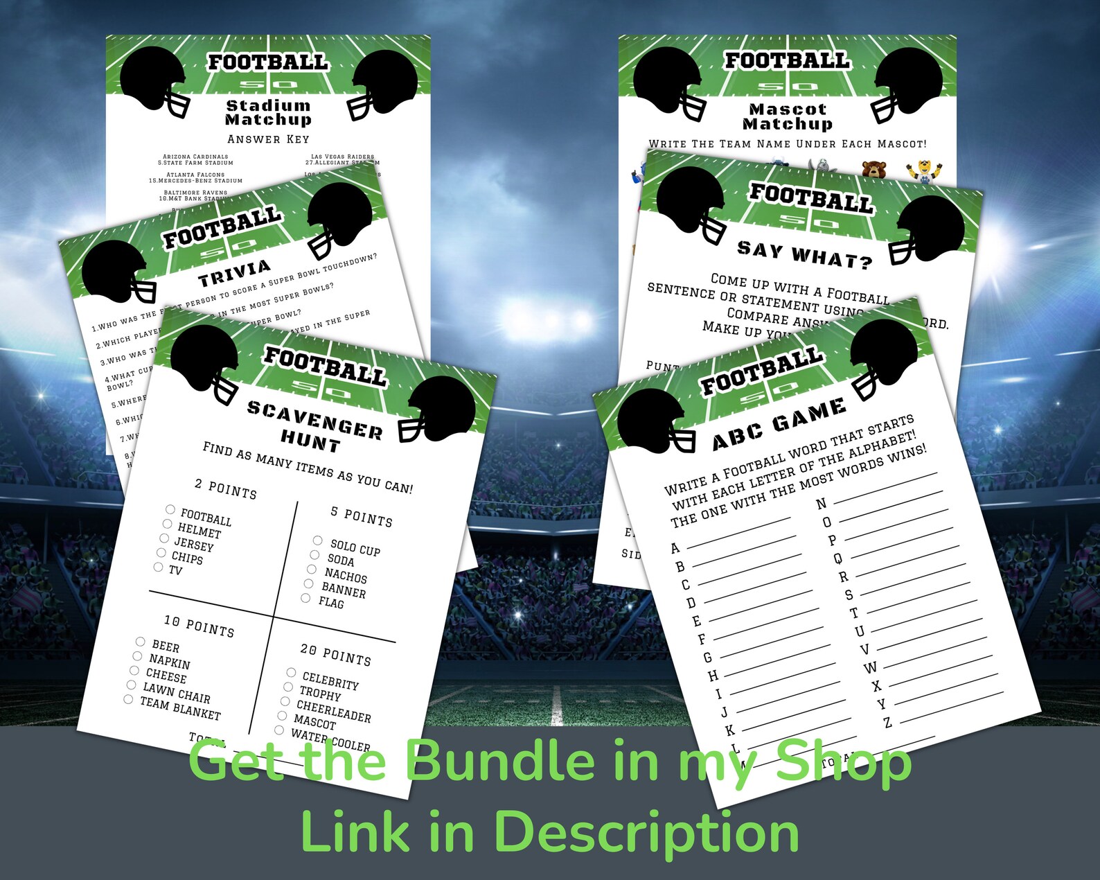 Football Bowl Scavenger Hunt, Game Day Activity, Football Games for ...