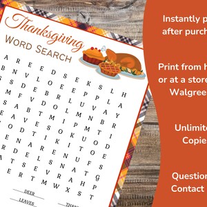 Thanksgiving Dinner Party Word Search for Kids & Adults, Instant ...