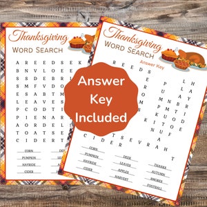 Thanksgiving Dinner Party Word Search for Kids & Adults, Instant ...