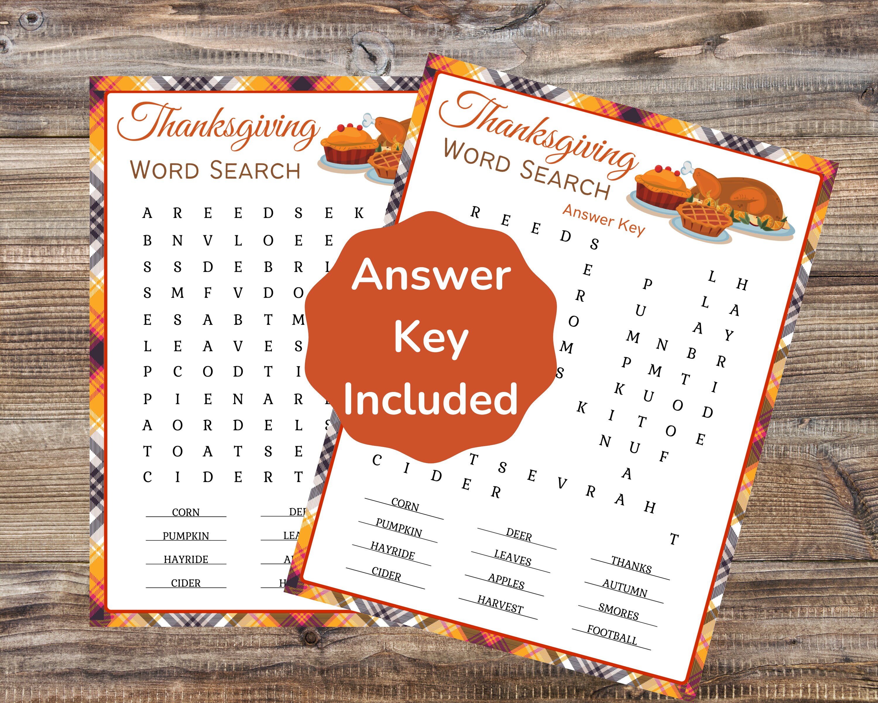 Thanksgiving Dinner Party Word Search for Kids & Adults, Instant ...