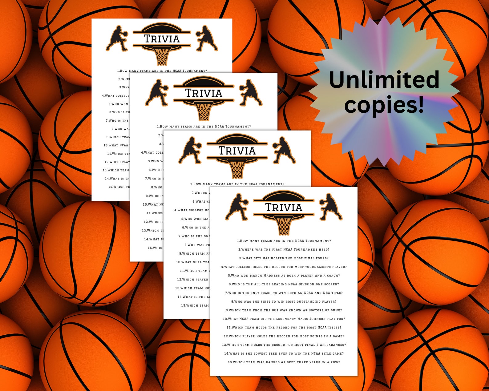 Printable March Basketball Madness Trivia & Answer Key, Party Ideas ...