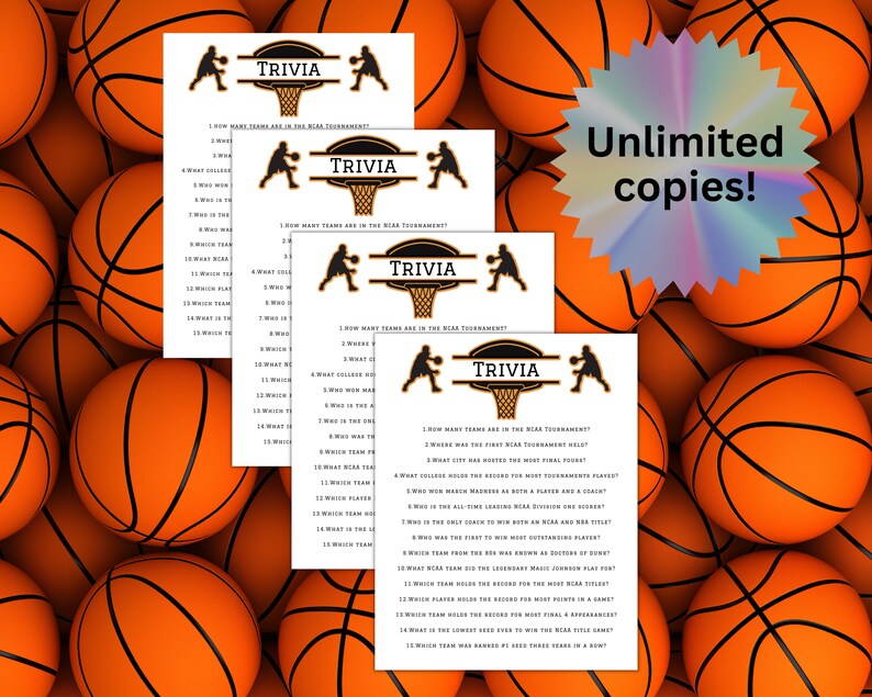 Printable March Basketball Madness Trivia & Answer Key, Party Ideas ...