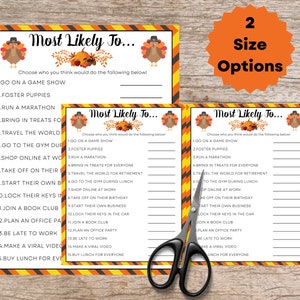 Thanksgiving Most Likely to Game, Thanksgiving Office Party Work Game ...