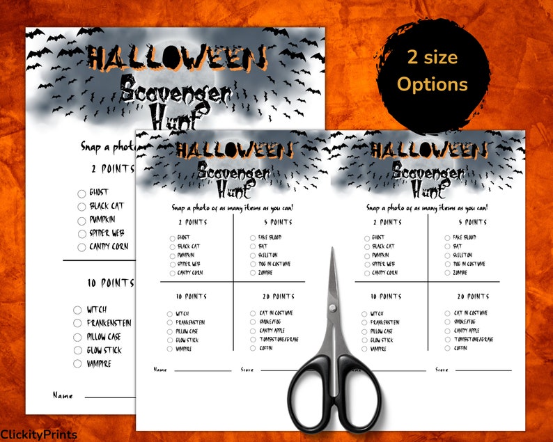 Halloween Scavenger Hunt-printable Halloween Games-halloween Party ...